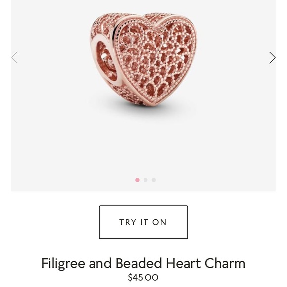 Jewelry | Pandora Filigree And Beaded Heart Charm | Poshmark